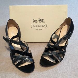 Coach Shoes | Red Leather Heel Sandals | Poshmark